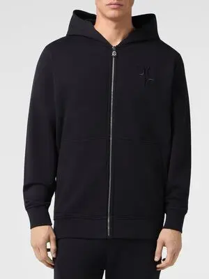 BILLIONAIRE Cotton Zip-up Hoodie With Embroidered Logo - Black