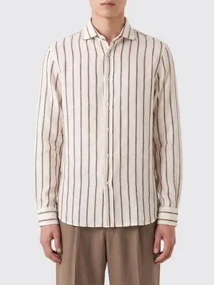 Brunello Cucinelli Striped Linen Shirt With French Collar - White