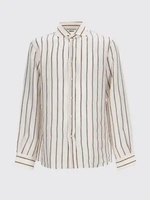 Brunello Cucinelli Striped Linen Shirt With French Collar