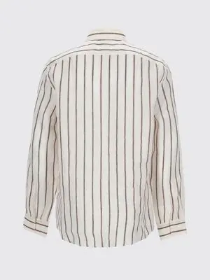 Brunello Cucinelli Striped Linen Shirt With French Collar
