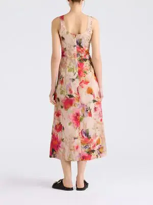 Momoni Floral Print Cotton Midi Dress