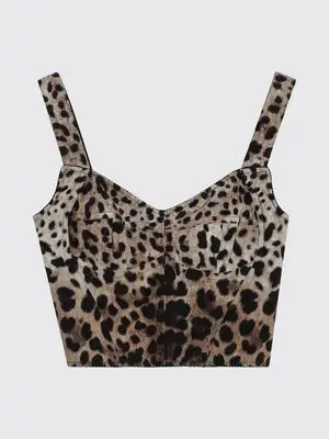Dolce & Gabbana Animal Print Silk Bustier Top