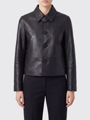 Zadig&Voltaire Leather Shirt Jacket With Embroidered Logo - Black
