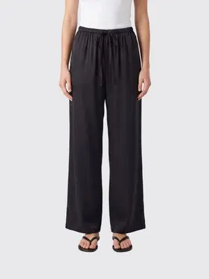 ALYSI Straight Silk Trousers With Drawstring Waist - Charcoal