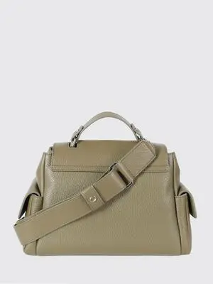 Orciani Sveva Grained Leather Handbag With Detachable Shoulder Strap - Olive