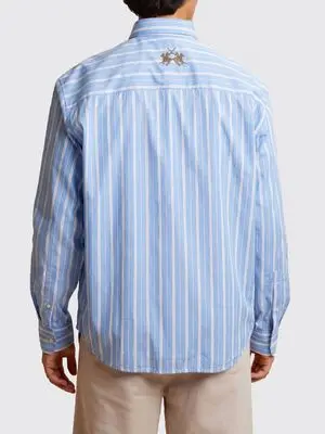 LA MARTINA Striped Long-sleeved Cotton Shirt - Blue