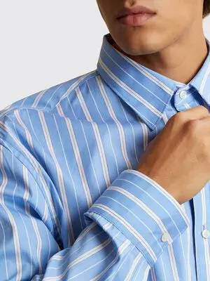 LA MARTINA Striped Long-sleeved Cotton Shirt - Blue