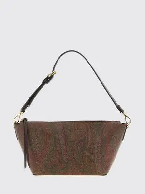 Etro Small Paisley Coated Cotton Shoulder Bag With Pegaso Logo - Brown