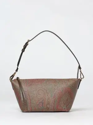Etro Small Paisley Coated Cotton Shoulder Bag With Pegaso Logo - Brown