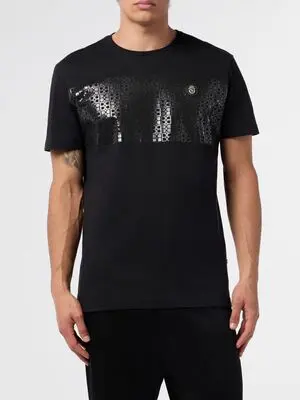 BILLIONAIRE Slim Fit Cotton T-shirt With Contrasting Logo On The Chest - Black