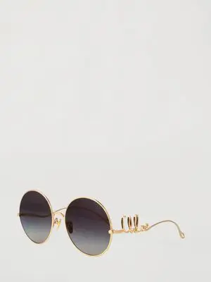 Chloé Rounded Metal Sunglasses With Lettering Logo - Grey