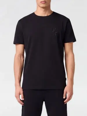 BILLIONAIRE Cotton Crewneck T-shirt With Tone-on-tone Embroidered Logo - Black