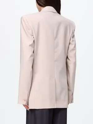 THE FRANKIE SHOP Slim Fit Double Breasted Wool Blend Blazer