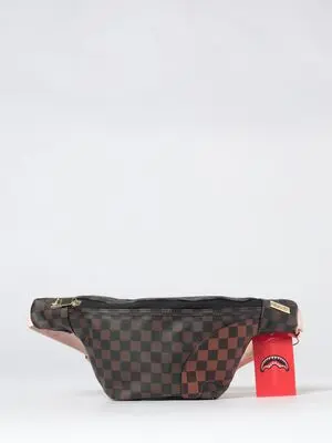 SPRAYGROUND Checkered Belt Bag In Coated Cotton With Adjustable Strap - Brown
