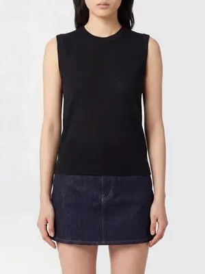 AMI Paris Slim Fit Cotton Tank Top With Embroidered Logo - Black