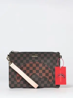 SPRAYGROUND Checkered Document Pouch With Wrist Strap - Brown