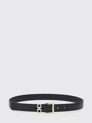 FERRAGAMO Adjustable Gancini Belt In Smooth Calfskin Leather - Blue