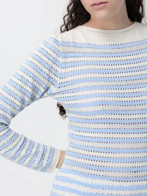 Fabiana Filippi Striped Cotton Knit Top - Gnawed Blue