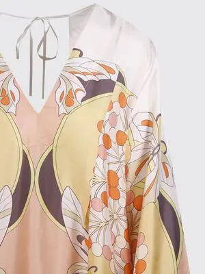 La DoubleJ V-neck Silk Midi Caftan With Ethnic Print