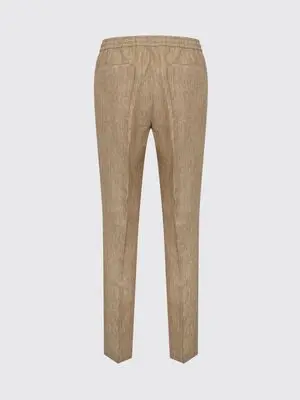 BRIGLIA 1949 Slim Fit Linen Trousers With An Elasticated Drawstring Waist