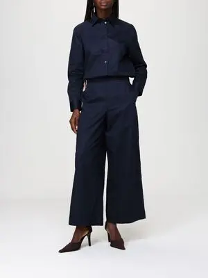 Max Mara Cotton Cropped Trousers - Navy