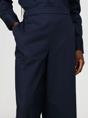 Max Mara Cotton Cropped Trousers - Navy