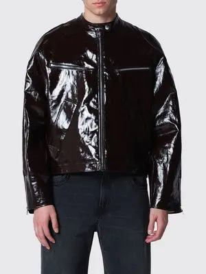 Séfr Relaxed Fit Leather Bomber Jacket With Biker Collar And Dropped Shoulders - Black