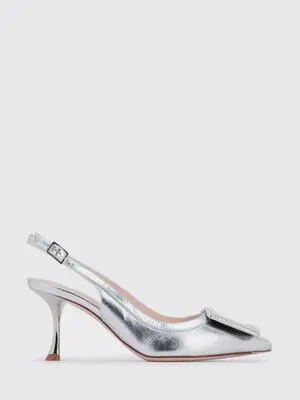 ROGER VIVIER Viv' In The City Laminated Leather Slingback - Silver