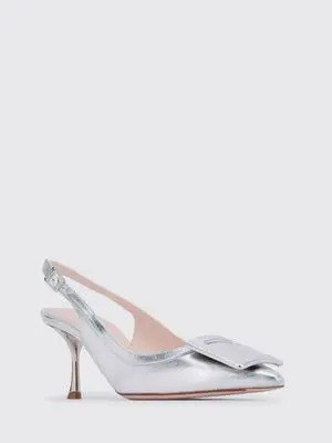 ROGER VIVIER Slingback Pumps In Laminated Leather - Silver