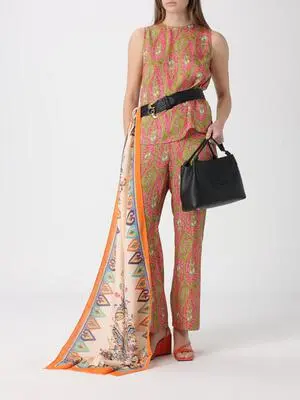 Etro Woven Belt With Gold Tone Buckle