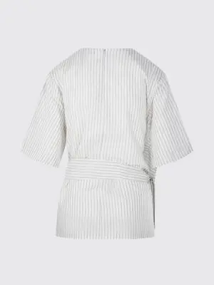 RÓHE Striped Silk And Cotton Blend Blouse With Tie Waist And Asymmetric Hem