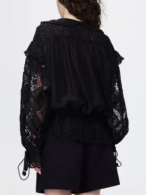 Isabel Marant Étoile Nowana V-neck Blouse With Embroidered Lace - Black