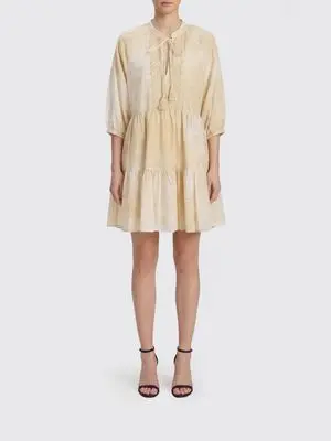 ERMANNO FIRENZE Cotton Blend Mini Chemisier Dress - Beige