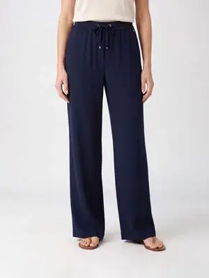 Herno High-waisted Jersey Palazzo Trousers With Drawstring - Blue