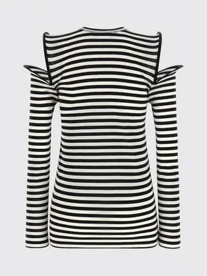 Junya Watanabe Slim Fit Striped Cotton Long-sleeved Top With Cut-outs - White