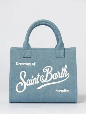 MC2 SAINT BARTH Vanity Handbag In Cotton Twill With Embroidered Logo - Blue 1