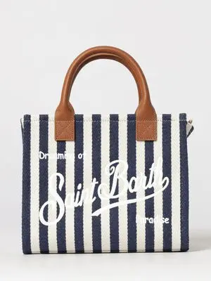 MC2 SAINT BARTH Vanity Handbag In Cotton Twill With Embroidered Logo - Blue