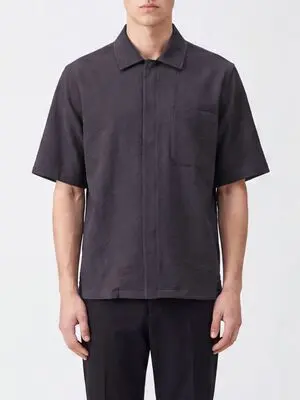 Herno Casual Short-sleeved Shirt With French Collar And Patch Pockets - Blue