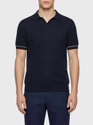 BOSS Cotton Knit Polo Shirt - Blue 1