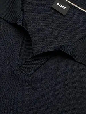 BOSS Cotton Knit Polo Shirt - Blue 1