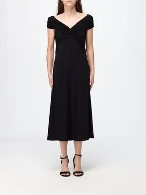 Michael Kors V-neck Midi Sheath Dress In Recycled Fabric - Black