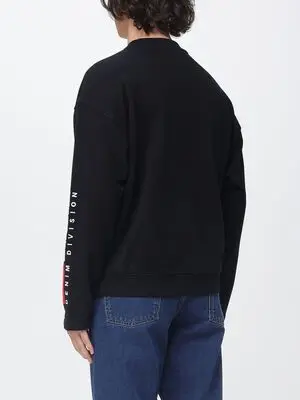 DIESEL® Cotton Crewneck Sweatshirt With Contrast Logo - Black