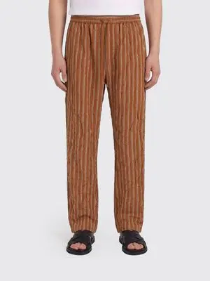 Dolce & Gabbana Striped Silk Blend Trousers With Drawstring - Brown
