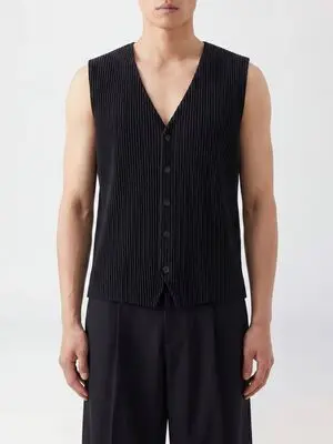 Issey Miyake Homme Plissé Tailored Pleated Vest - Black