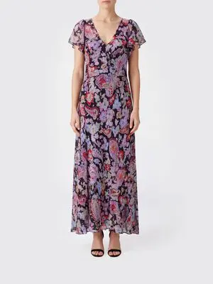 Rixo Printed Viscose Long Dress - Pink
