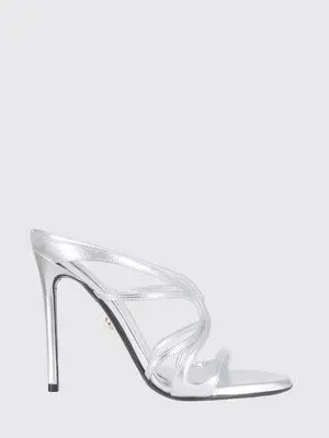 ALEVI MILANO Laminated Leather High-heeled Stiletto Mules - Silver
