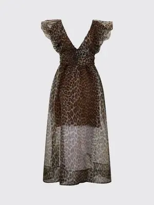 GANNI Animal Print Recycled Polyester Midi Dress - Multicolor