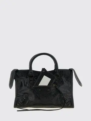 Balenciaga Le City Small Arena Leather Handbag With Studs And Shoulder Strap - Black