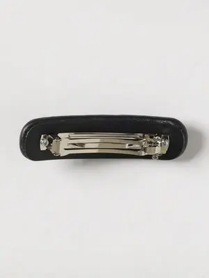Versace Leather Hair Clip With Studs And Rhinestones
