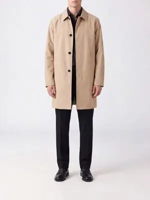 Herno Knee-length Technical Fabric Raincoat With Classic Collar - Beige